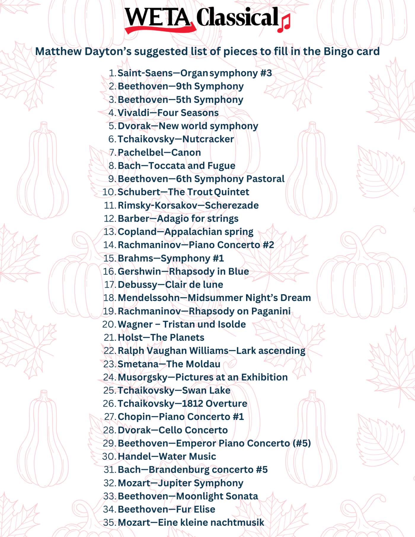 Classical Countdown Bingo | WETA